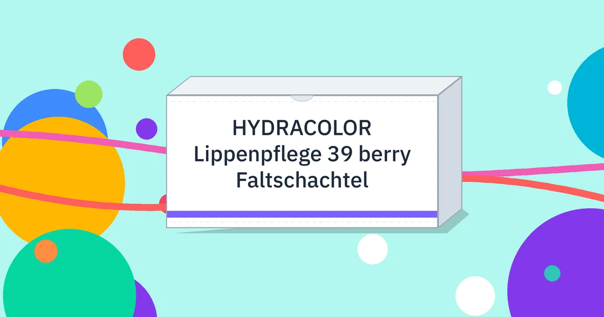 Symbolbild: Packung mit der Aufschrift HYDRACOLOR Lippenpflege 39 berry Faltschachtel (PZN 02269338) – Verfügbarkeit und Bezug in Apotheken in Frankfurt am Main