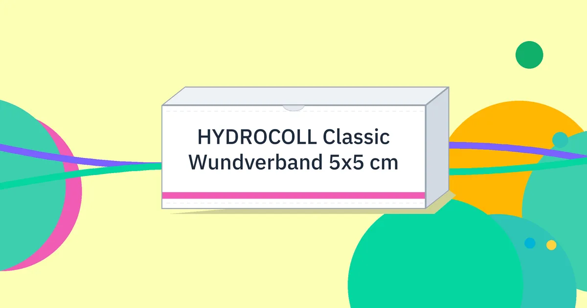 Symbolbild: Packung mit der Aufschrift HYDROCOLL Classic Wundverband 5x5 cm (PZN 19412892) – Verfügbarkeit und Bezug in Apotheken in Frankfurt am Main