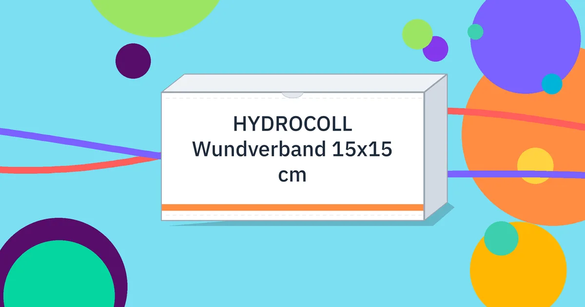 Symbolbild: Packung mit der Aufschrift HYDROCOLL Wundverband 15x15 cm (PZN 02930275) – Verfügbarkeit und Bezug in Apotheken in Frankfurt am Main