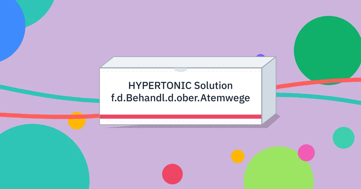 Symbolbild: Packung mit der Aufschrift HYPERTONIC Solution f.d.Behandl.d.ober.Atemwege (PZN 01227208) – Verfügbarkeit und Bezug in Apotheken in Frankfurt am Main