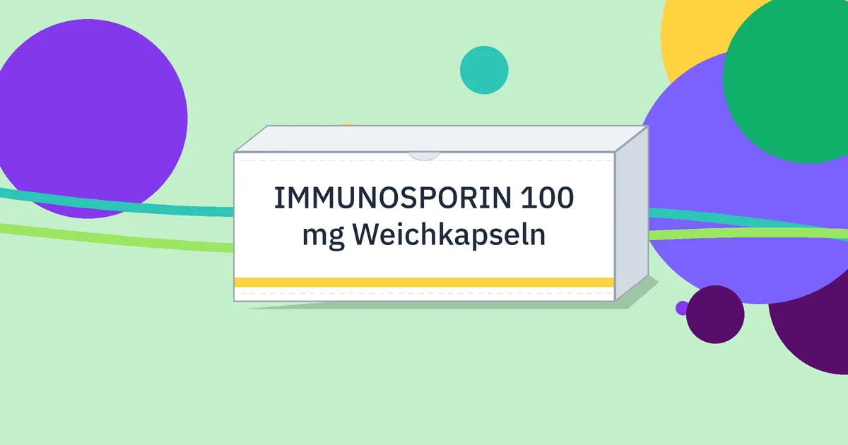 Symbolbild: Packung mit der Aufschrift IMMUNOSPORIN 100 mg Weichkapseln (PZN 02167589) – Verfügbarkeit und Bezug in Apotheken in Frankfurt am Main