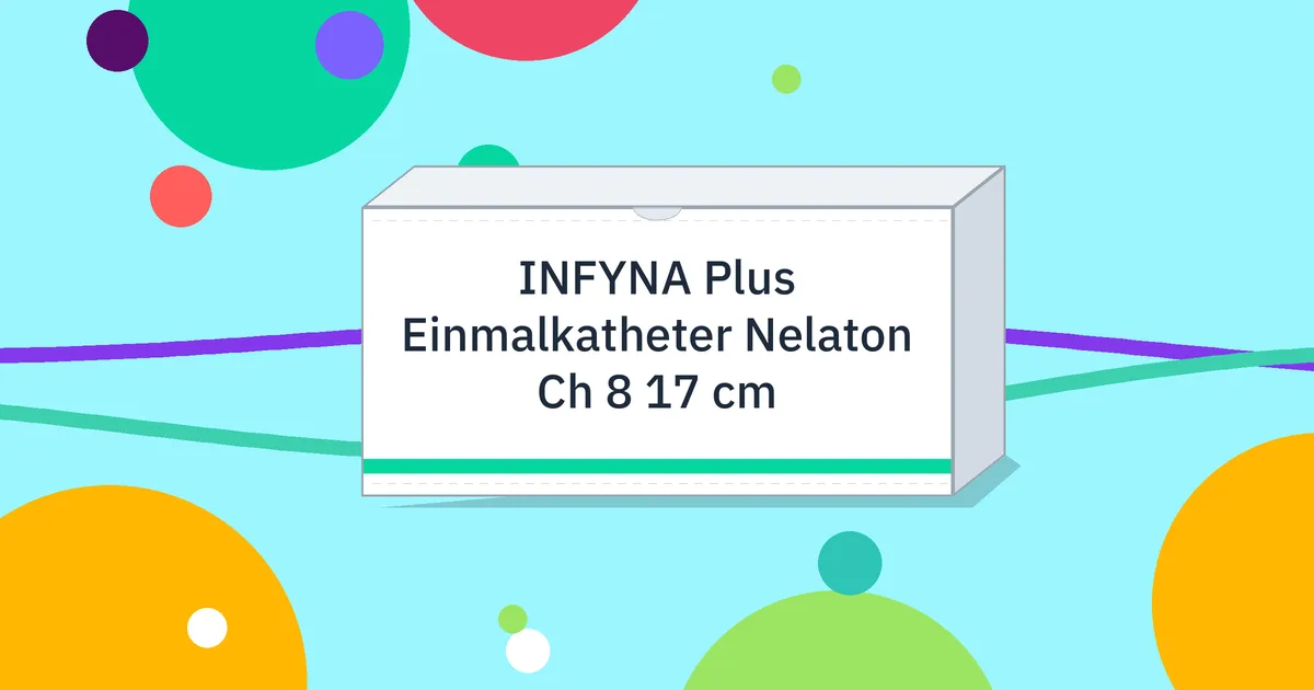 Symbolbild: Packung mit der Aufschrift INFYNA Plus Einmalkatheter Nelaton Ch 8 17 cm (PZN 13751044) – Verfügbarkeit und Bezug in Apotheken in Frankfurt am Main