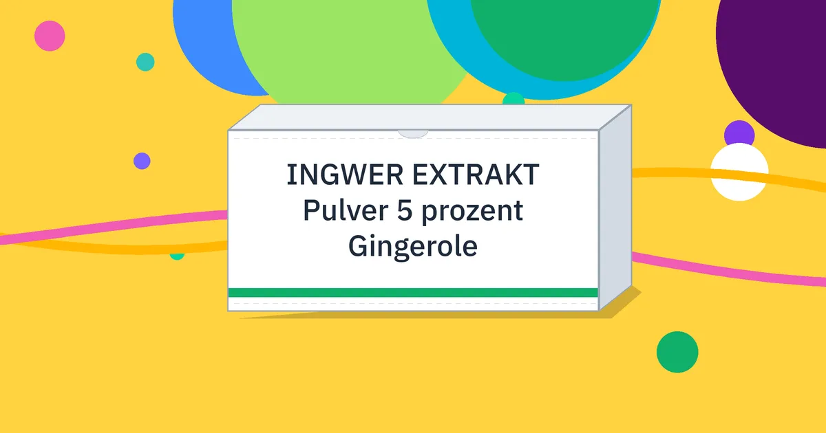 Symbolbild: Packung mit der Aufschrift INGWER EXTRAKT Pulver 5 prozent Gingerole (PZN 17568414) – Verfügbarkeit und Bezug in Apotheken in Frankfurt am Main