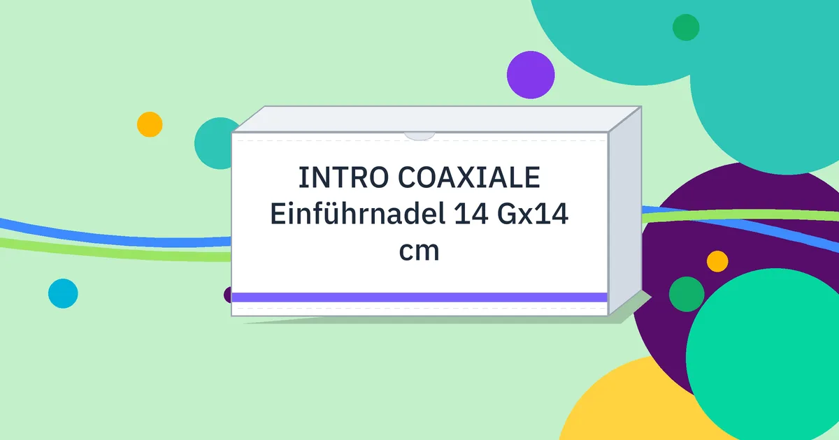 Symbolbild: Packung mit der Aufschrift INTRO COAXIALE Einführnadel 14 Gx14 cm (PZN 16918711) – Verfügbarkeit und Bezug in Apotheken in Frankfurt am Main