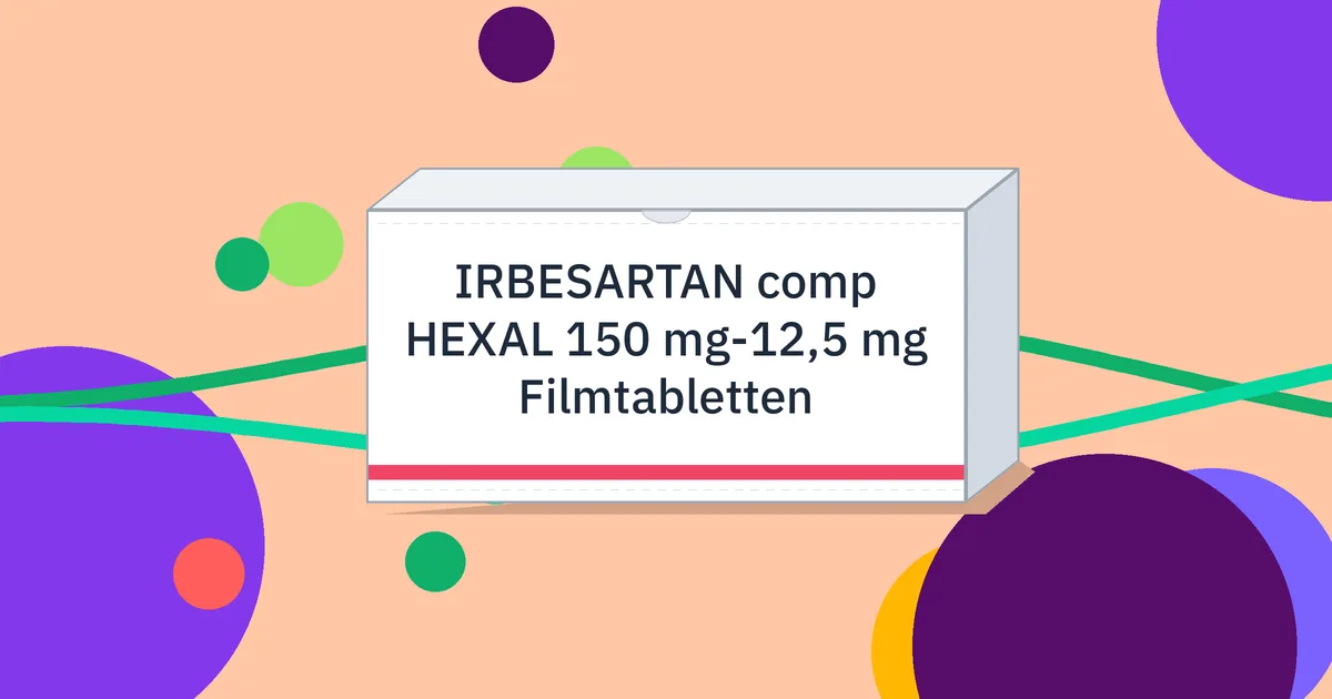 Symbolbild: Packung mit der Aufschrift IRBESARTAN comp HEXAL 150 mg-12,5 mg Filmtabletten (PZN 09672043) – Verfügbarkeit und Bezug in Apotheken in Frankfurt am Main