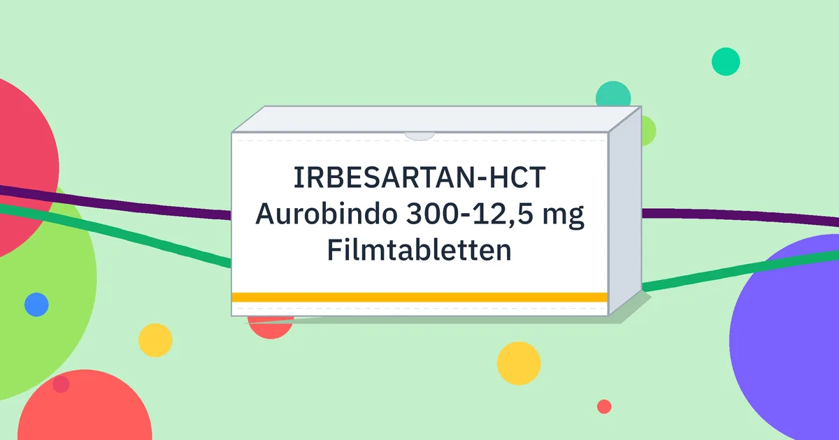 Symbolbild: Packung mit der Aufschrift IRBESARTAN-HCT Aurobindo 300-12,5 mg Filmtabletten (PZN 02816088) – Verfügbarkeit und Bezug in Apotheken in Frankfurt am Main