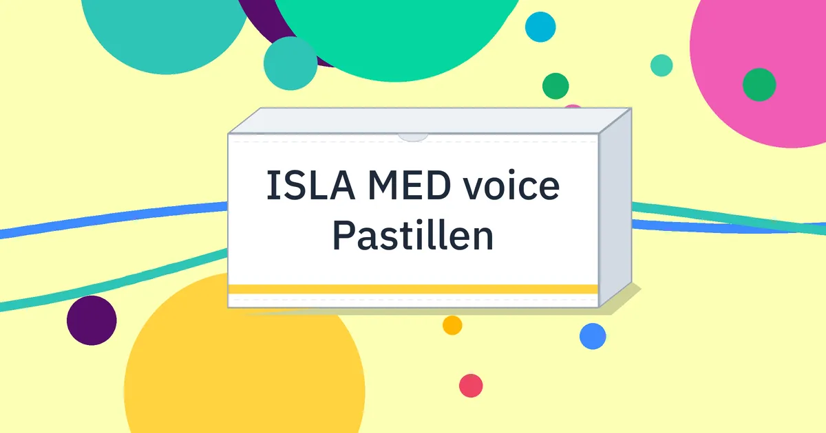 Symbolbild: Packung mit der Aufschrift ISLA MED voice Pastillen (PZN 14168950) – Verfügbarkeit und Bezug in Apotheken in Frankfurt am Main