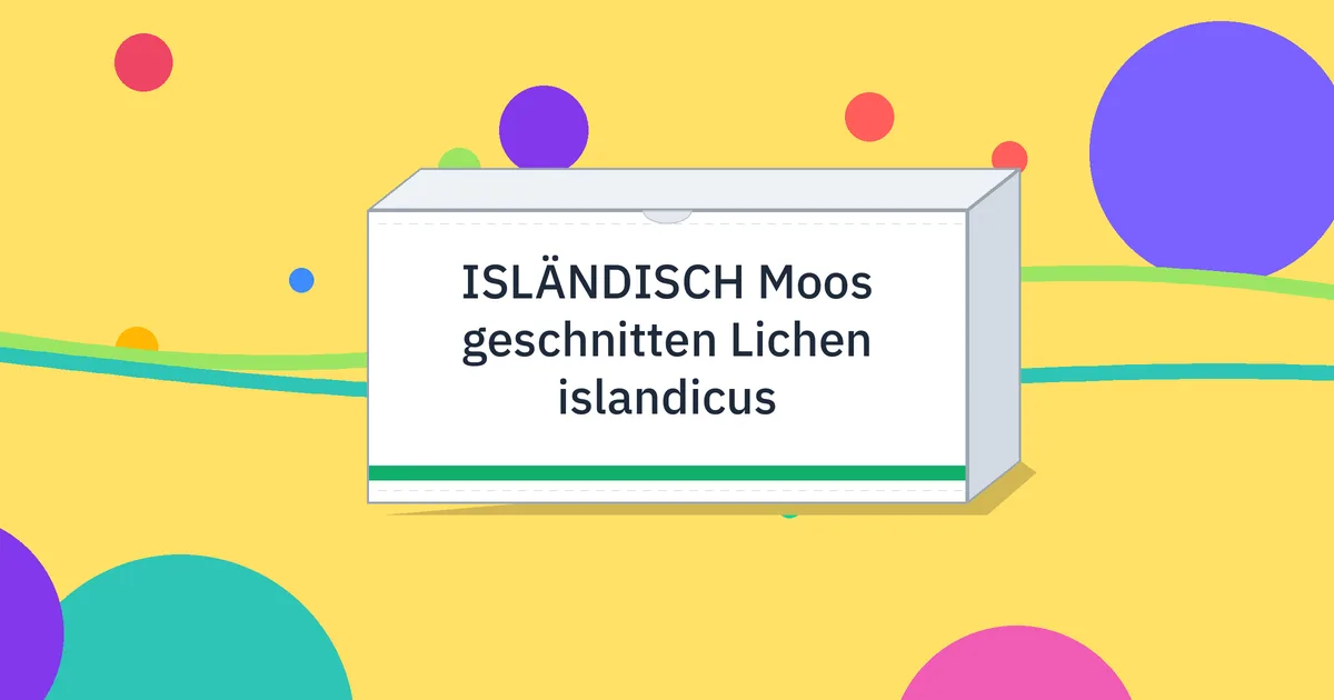 Symbolbild: Packung mit der Aufschrift ISLÄNDISCH Moos geschnitten Lichen islandicus (PZN 20953699) – Verfügbarkeit und Bezug in Apotheken in Frankfurt am Main
