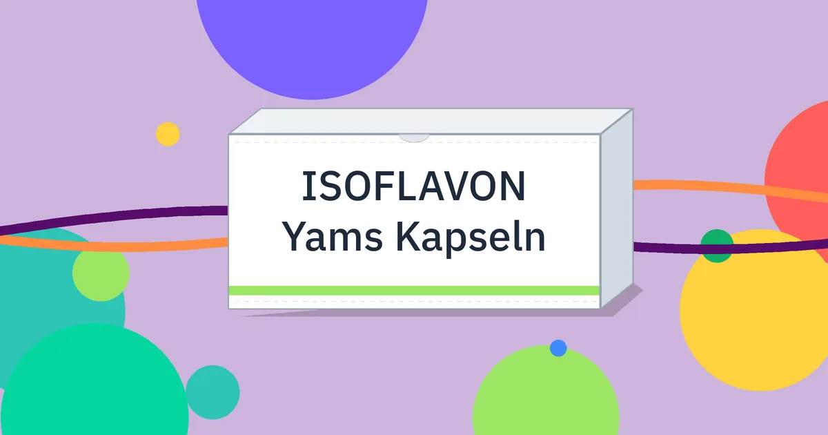 Symbolbild: Packung mit der Aufschrift ISOFLAVON Yams Kapseln (PZN 11278939) – Verfügbarkeit und Bezug in Apotheken in Frankfurt am Main