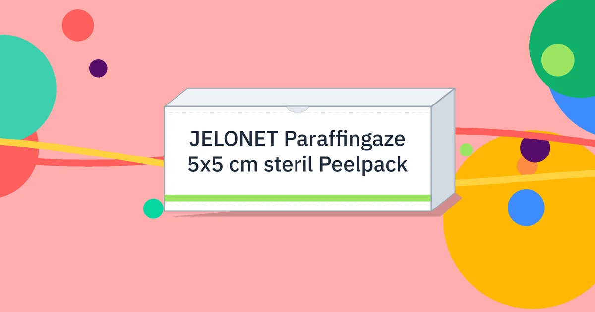 Symbolbild: Packung mit der Aufschrift JELONET Paraffingaze 5x5 cm steril Peelpack (PZN 15403666) – Verfügbarkeit und Bezug in Apotheken in Frankfurt am Main
