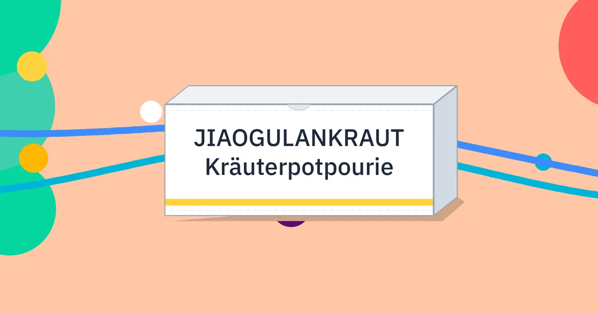 Symbolbild: Packung mit der Aufschrift JIAOGULANKRAUT Kräuterpotpourie (PZN 18724589) – Verfügbarkeit und Bezug in Apotheken in Frankfurt am Main