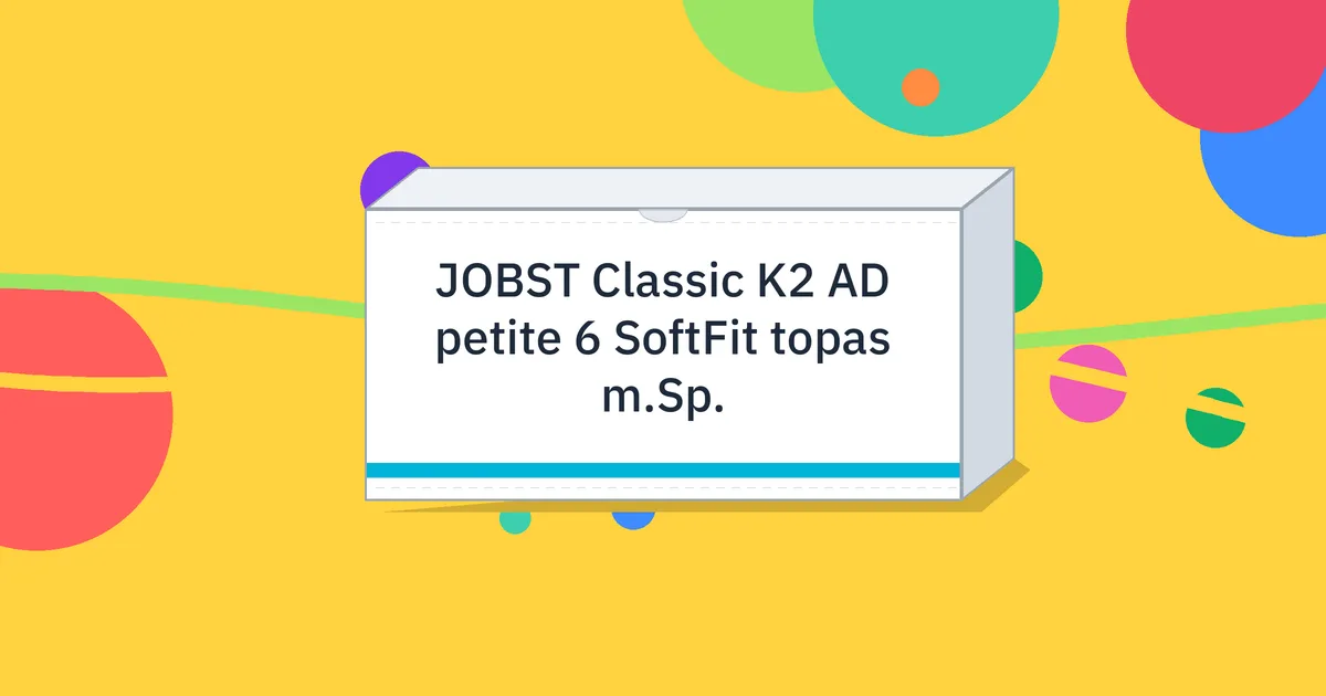 Symbolbild: Packung mit der Aufschrift JOBST Classic K2 AD petite 6 SoftFit topas m.Sp. (PZN 14222750) – Verfügbarkeit und Bezug in Apotheken in Frankfurt am Main