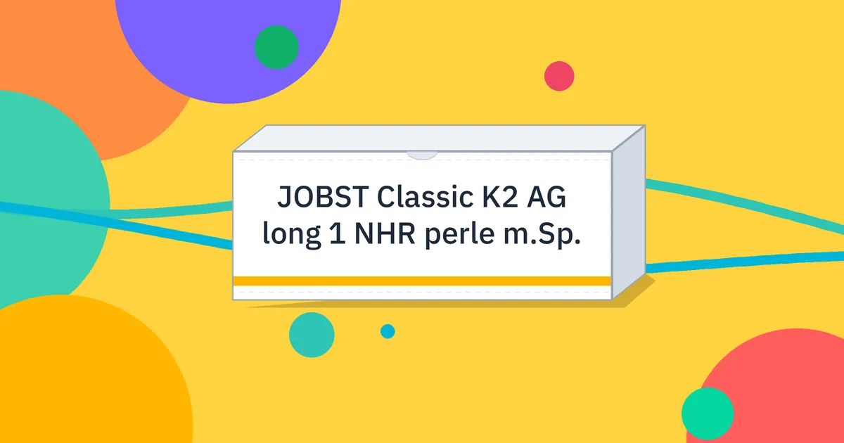 Symbolbild: Packung mit der Aufschrift JOBST Classic K2 AG long 1 NHR perle m.Sp. (PZN 11269780) – Verfügbarkeit und Bezug in Apotheken in Frankfurt am Main