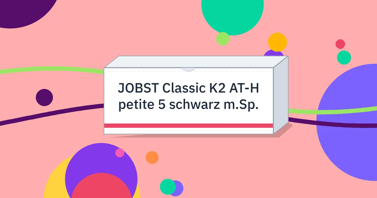 Symbolbild: Packung mit der Aufschrift JOBST Classic K2 AT-H petite 5 schwarz m.Sp. (PZN 13159883) – Verfügbarkeit und Bezug in Apotheken in Frankfurt am Main