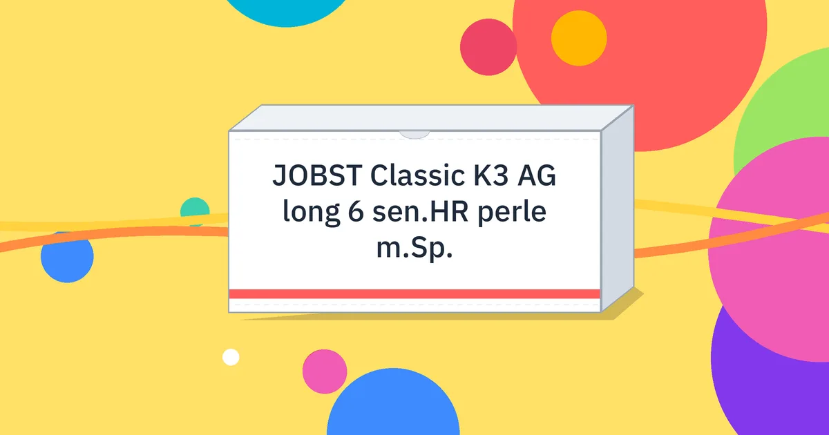 Symbolbild: Packung mit der Aufschrift JOBST Classic K3 AG long 6 sen.HR perle m.Sp. (PZN 17958138) – Verfügbarkeit und Bezug in Apotheken in Frankfurt am Main
