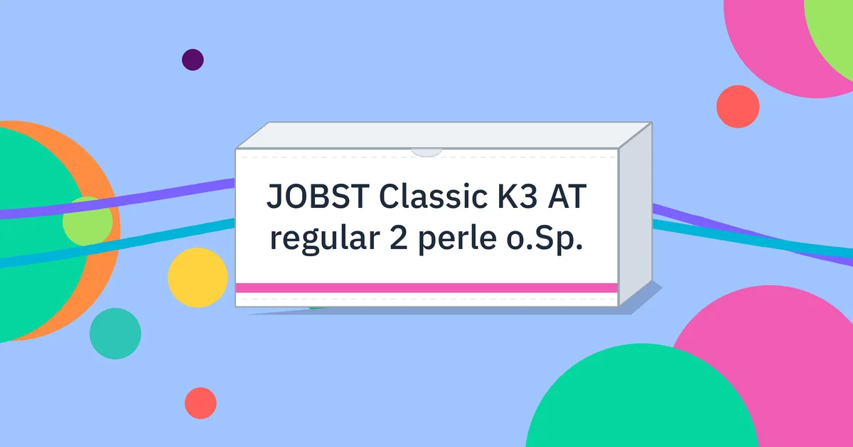Symbolbild: Packung mit der Aufschrift JOBST Classic K3 AT regular 2 perle o.Sp. (PZN 13078191) – Verfügbarkeit und Bezug in Apotheken in Frankfurt am Main