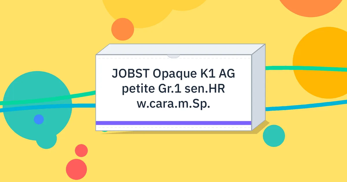 Symbolbild: Packung mit der Aufschrift JOBST Opaque K1 AG petite Gr.1 sen.HR w.cara.m.Sp. (PZN 13085914) – Verfügbarkeit und Bezug in Apotheken in Frankfurt am Main
