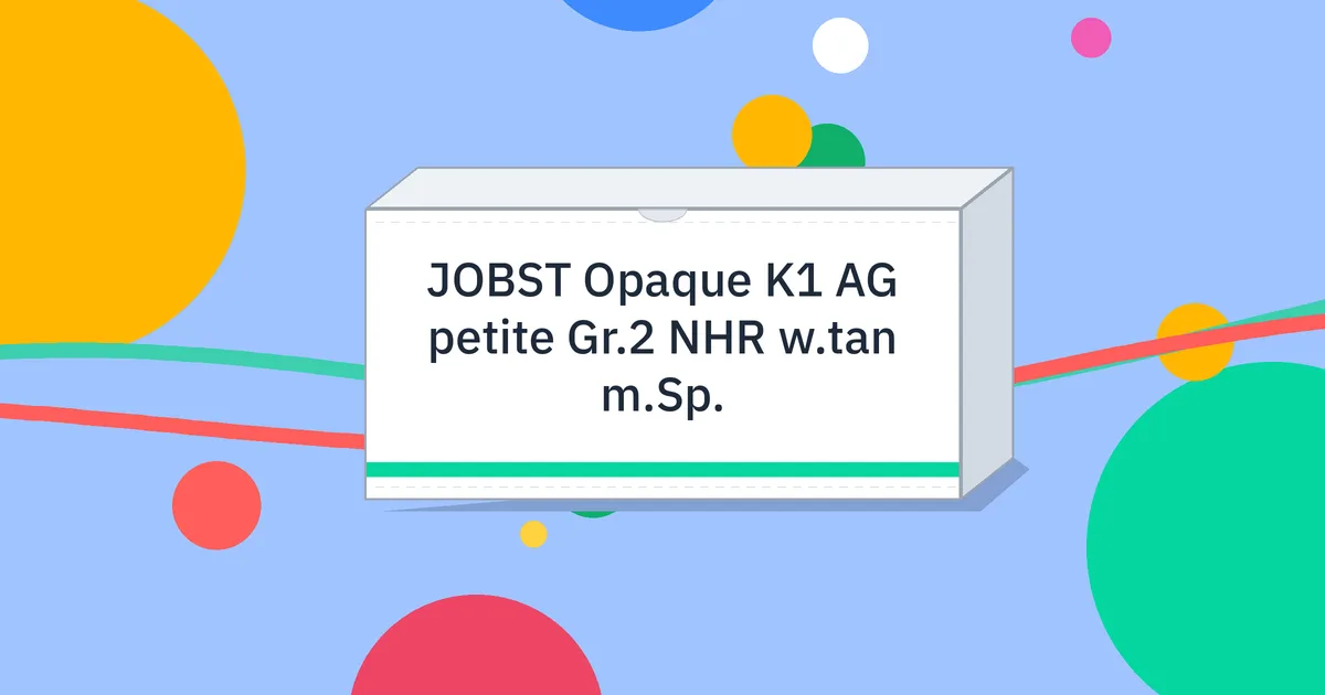 Symbolbild: Packung mit der Aufschrift JOBST Opaque K1 AG petite Gr.2 NHR w.tan m.Sp. (PZN 16270078) – Verfügbarkeit und Bezug in Apotheken in Frankfurt am Main