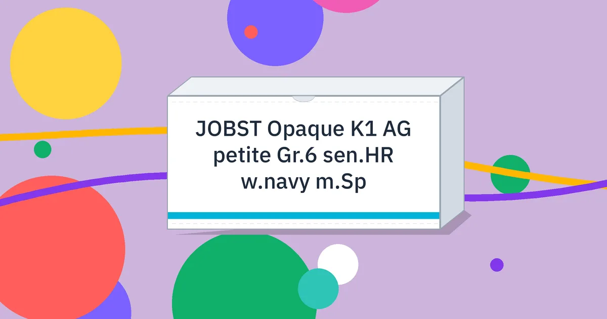 Symbolbild: Packung mit der Aufschrift JOBST Opaque K1 AG petite Gr.6 sen.HR w.navy m.Sp (PZN 13086144) – Verfügbarkeit und Bezug in Apotheken in Frankfurt am Main