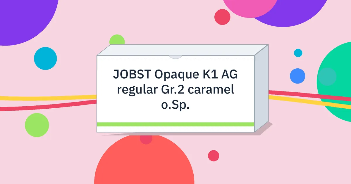 Symbolbild: Packung mit der Aufschrift JOBST Opaque K1 AG regular Gr.2 caramel o.Sp. (PZN 13094273) – Verfügbarkeit und Bezug in Apotheken in Frankfurt am Main
