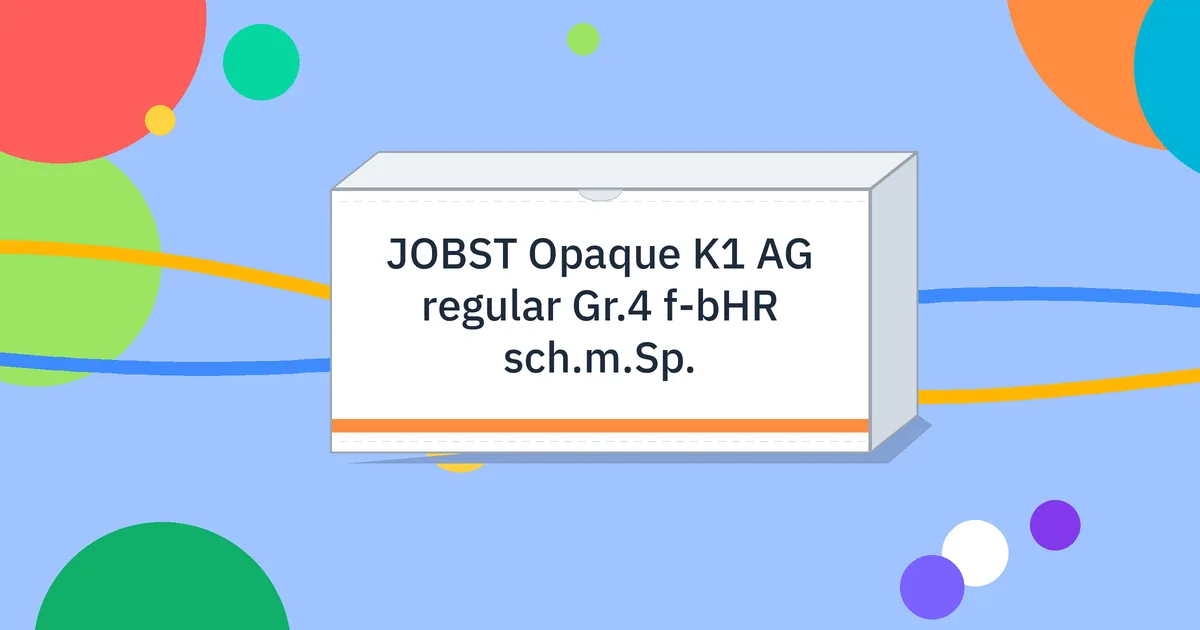 Symbolbild: Packung mit der Aufschrift JOBST Opaque K1 AG regular Gr.4 f-bHR sch.m.Sp. (PZN 13090789) – Verfügbarkeit und Bezug in Apotheken in Frankfurt am Main