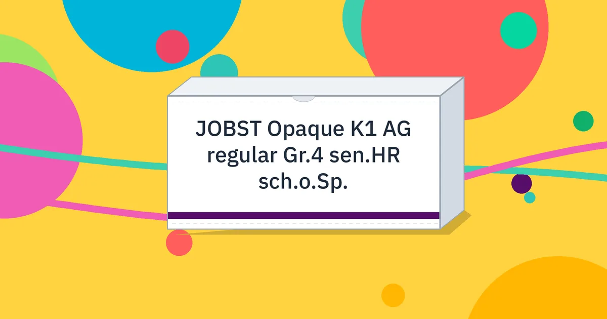 Symbolbild: Packung mit der Aufschrift JOBST Opaque K1 AG regular Gr.4 sen.HR sch.o.Sp. (PZN 13096160) – Verfügbarkeit und Bezug in Apotheken in Frankfurt am Main
