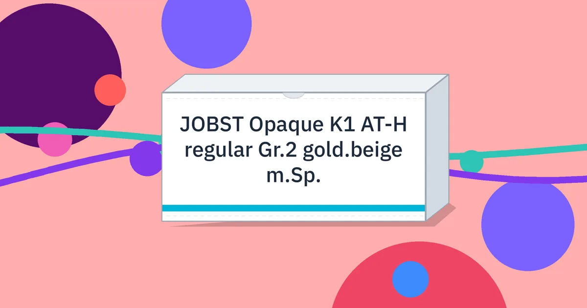 Symbolbild: Packung mit der Aufschrift JOBST Opaque K1 AT-H regular Gr.2 gold.beige m.Sp. (PZN 16274780) – Verfügbarkeit und Bezug in Apotheken in Frankfurt am Main