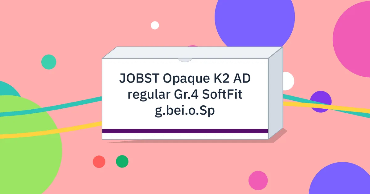 Symbolbild: Packung mit der Aufschrift JOBST Opaque K2 AD regular Gr.4 SoftFit g.bei.o.Sp (PZN 16277637) – Verfügbarkeit und Bezug in Apotheken in Frankfurt am Main