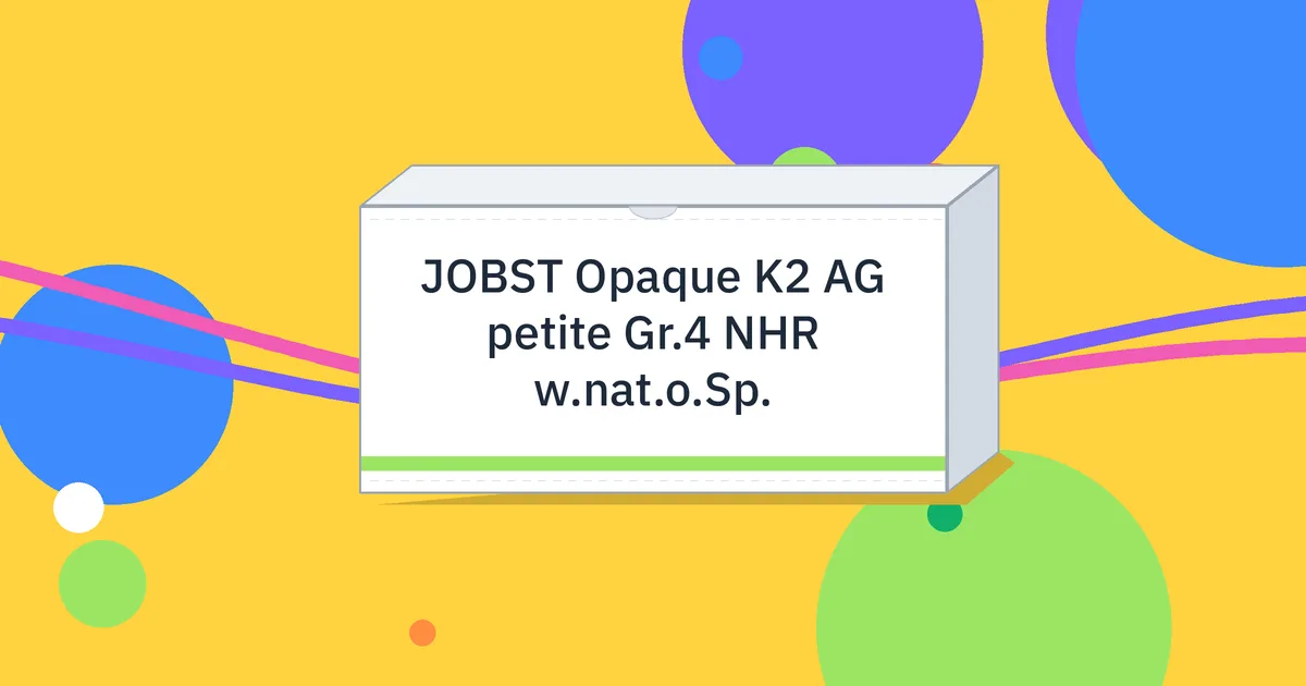 Symbolbild: Packung mit der Aufschrift JOBST Opaque K2 AG petite Gr.4 NHR w.nat.o.Sp. (PZN 11256010) – Verfügbarkeit und Bezug in Apotheken in Frankfurt am Main