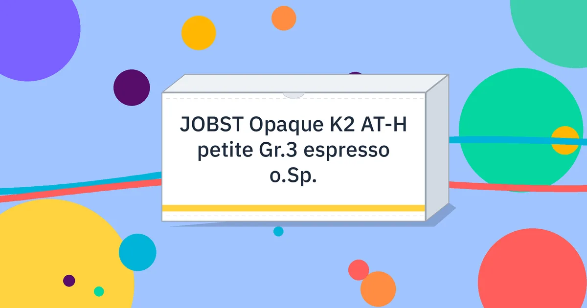 Symbolbild: Packung mit der Aufschrift JOBST Opaque K2 AT-H petite Gr.3 espresso o.Sp. (PZN 16291755) – Verfügbarkeit und Bezug in Apotheken in Frankfurt am Main