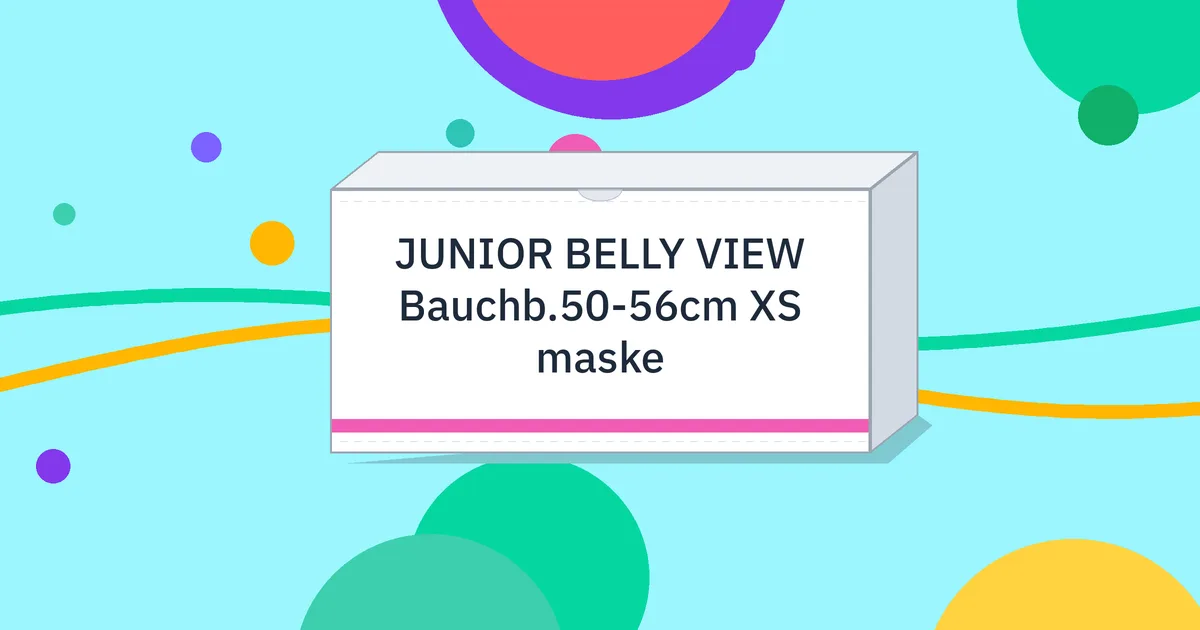 Symbolbild: Packung mit der Aufschrift JUNIOR BELLY VIEW Bauchb.50-56cm XS maske (PZN 16537759) – Verfügbarkeit und Bezug in Apotheken in Frankfurt am Main