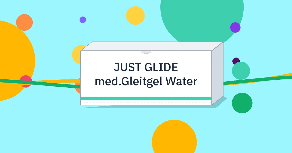 Symbolbild: Packung mit der Aufschrift JUST GLIDE med.Gleitgel Water (PZN 10227354) – Verfügbarkeit und Bezug in Apotheken in Frankfurt am Main