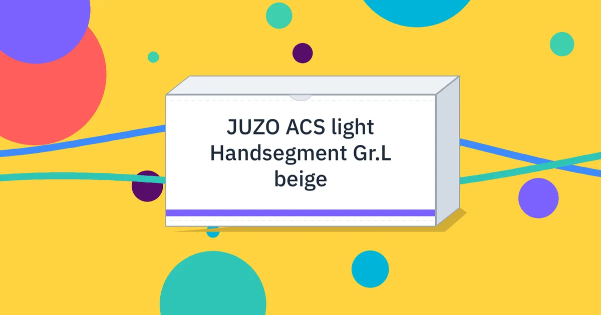 Symbolbild: Packung mit der Aufschrift JUZO ACS light Handsegment Gr.L beige (PZN 13885158) – Verfügbarkeit und Bezug in Apotheken in Frankfurt am Main