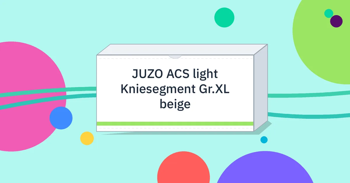 Symbolbild: Packung mit der Aufschrift JUZO ACS light Kniesegment Gr.XL beige (PZN 13885224) – Verfügbarkeit und Bezug in Apotheken in Frankfurt am Main