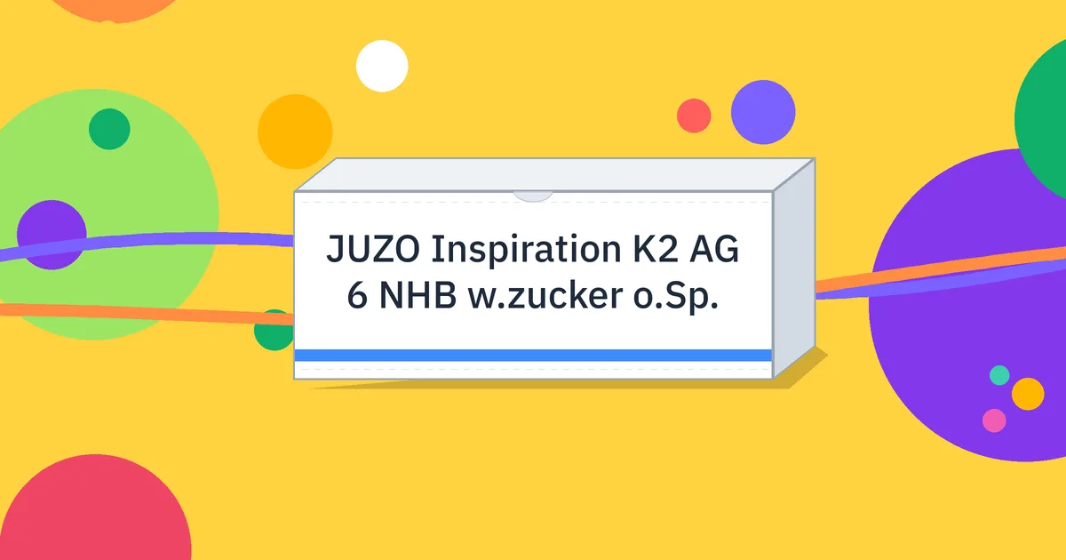 Symbolbild: Packung mit der Aufschrift JUZO Inspiration K2 AG 6 NHB w.zucker o.Sp. (PZN 14920106) – Verfügbarkeit und Bezug in Apotheken in Frankfurt am Main