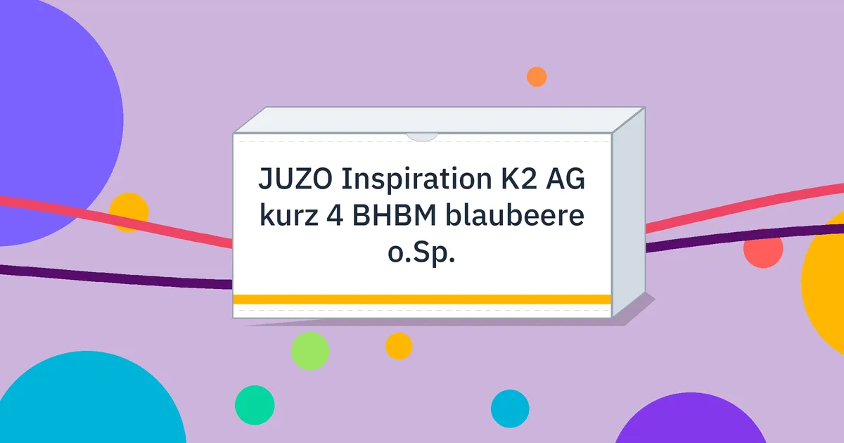 Symbolbild: Packung mit der Aufschrift JUZO Inspiration K2 AG kurz 4 BHBM blaubeere o.Sp. (PZN 14877474) – Verfügbarkeit und Bezug in Apotheken in Frankfurt am Main