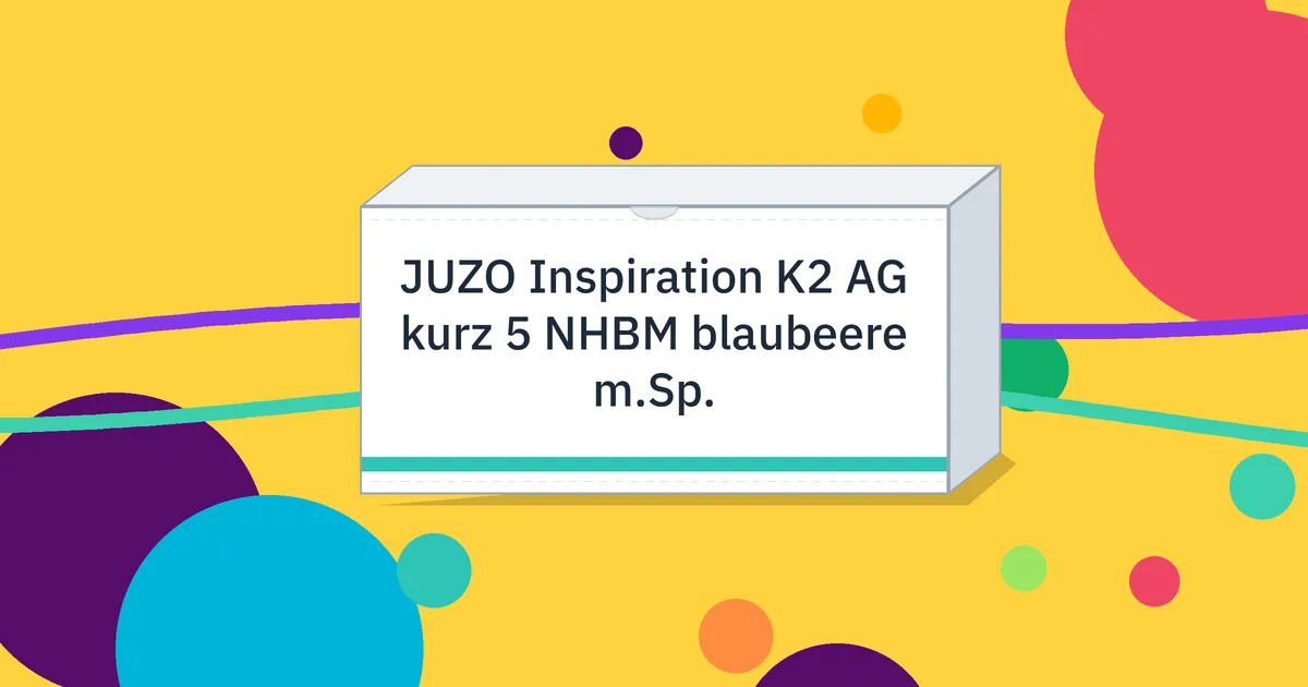 Symbolbild: Packung mit der Aufschrift JUZO Inspiration K2 AG kurz 5 NHBM blaubeere m.Sp. (PZN 14922803) – Verfügbarkeit und Bezug in Apotheken in Frankfurt am Main