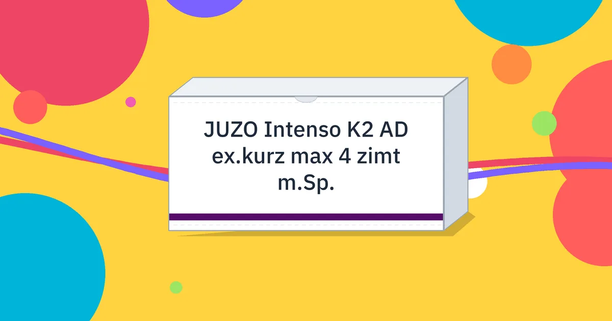 Symbolbild: Packung mit der Aufschrift JUZO Intenso K2 AD ex.kurz max 4 zimt m.Sp. (PZN 18606789) – Verfügbarkeit und Bezug in Apotheken in Frankfurt am Main
