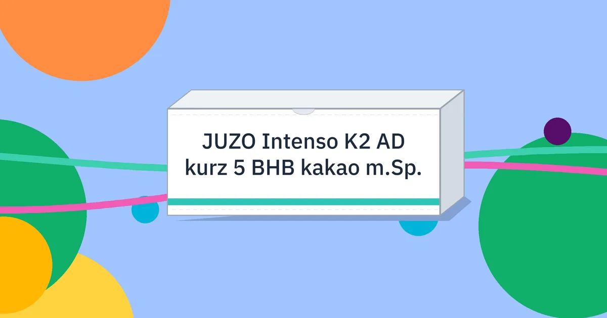 Symbolbild: Packung mit der Aufschrift JUZO Intenso K2 AD kurz 5 BHB kakao m.Sp. (PZN 18614808) – Verfügbarkeit und Bezug in Apotheken in Frankfurt am Main