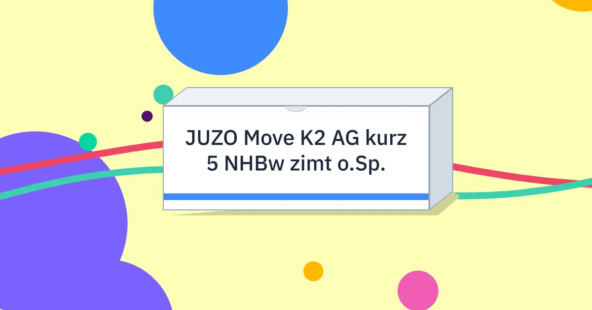 Symbolbild: Packung mit der Aufschrift JUZO Move K2 AG kurz 5 NHBw zimt o.Sp. (PZN 18529066) – Verfügbarkeit und Bezug in Apotheken in Frankfurt am Main