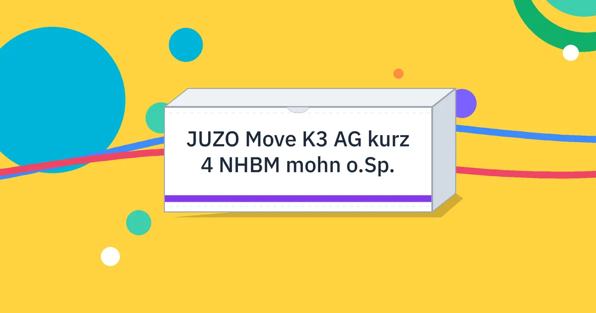 Symbolbild: Packung mit der Aufschrift JUZO Move K3 AG kurz 4 NHBM mohn o.Sp. (PZN 18592604) – Verfügbarkeit und Bezug in Apotheken in Frankfurt am Main
