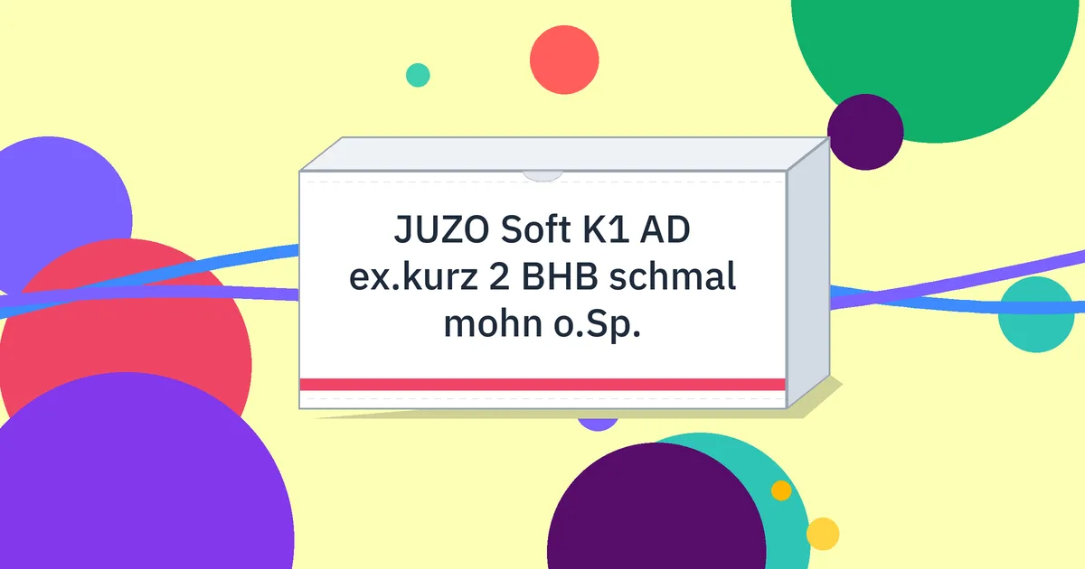 Symbolbild: Packung mit der Aufschrift JUZO Soft K1 AD ex.kurz 2 BHB schmal mohn o.Sp. (PZN 15464685) – Verfügbarkeit und Bezug in Apotheken in Frankfurt am Main