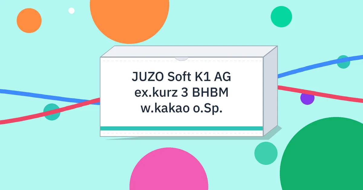 Symbolbild: Packung mit der Aufschrift JUZO Soft K1 AG ex.kurz 3 BHBM w.kakao o.Sp. (PZN 14866536) – Verfügbarkeit und Bezug in Apotheken in Frankfurt am Main