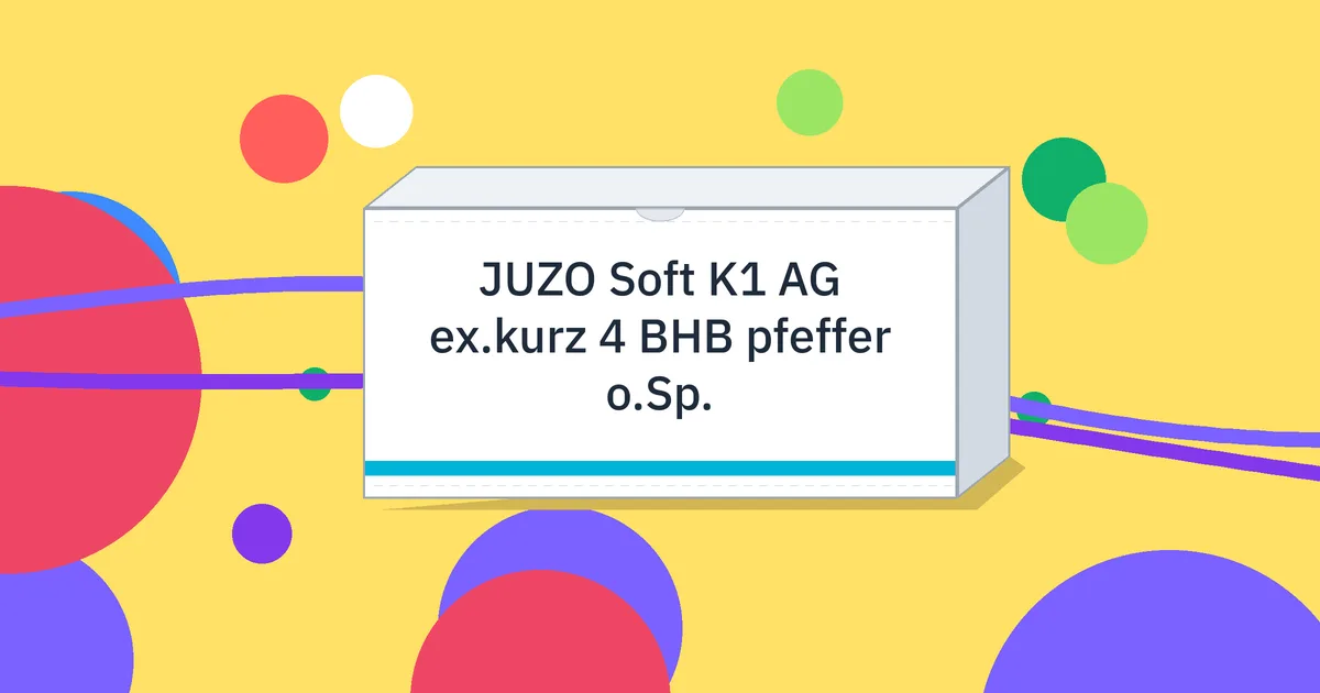 Symbolbild: Packung mit der Aufschrift JUZO Soft K1 AG ex.kurz 4 BHB pfeffer o.Sp. (PZN 14823998) – Verfügbarkeit und Bezug in Apotheken in Frankfurt am Main