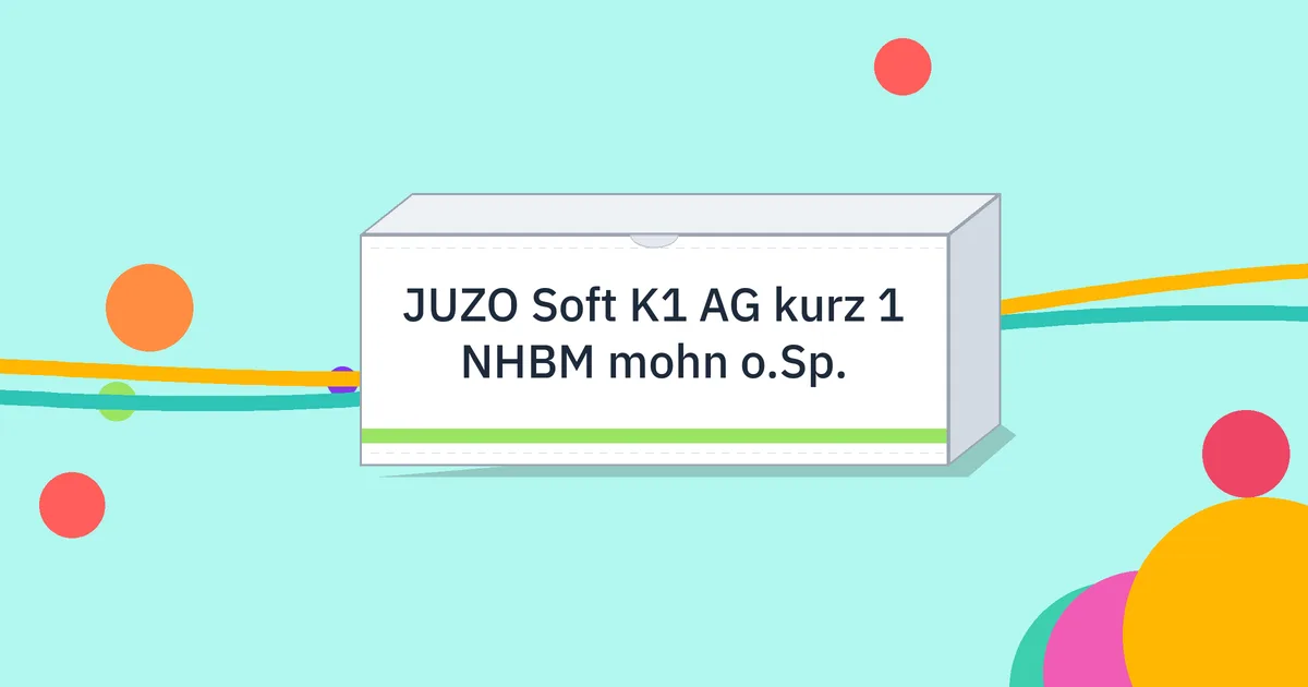 Symbolbild: Packung mit der Aufschrift JUZO Soft K1 AG kurz 1 NHBM mohn o.Sp. (PZN 14995162) – Verfügbarkeit und Bezug in Apotheken in Frankfurt am Main