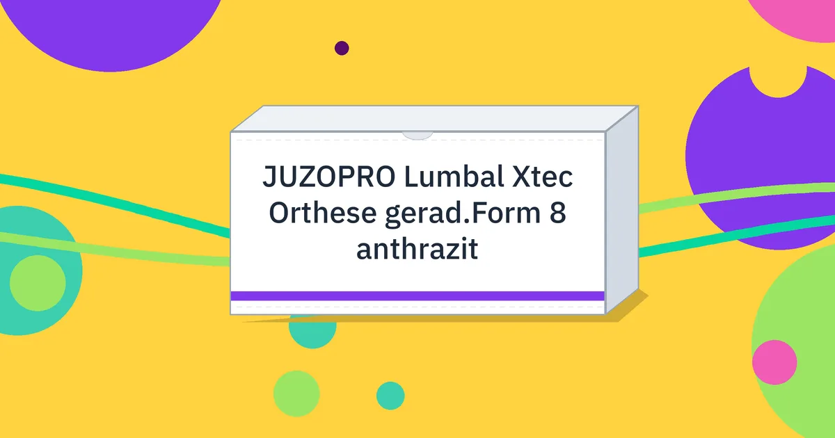 Symbolbild: Packung mit der Aufschrift JUZOPRO Lumbal Xtec Orthese gerad.Form 8 anthrazit (PZN 16498166) – Verfügbarkeit und Bezug in Apotheken in Frankfurt am Main