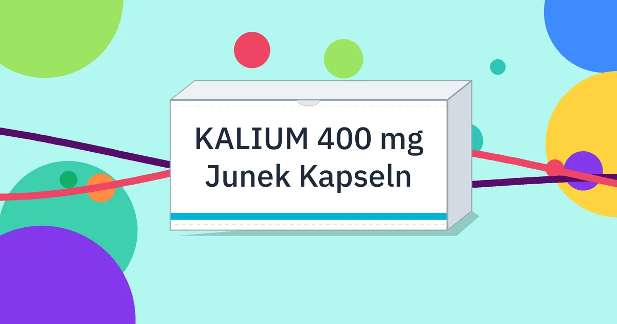 Symbolbild: Packung mit der Aufschrift KALIUM 400 mg Junek Kapseln (PZN 10337031) – Verfügbarkeit und Bezug in Apotheken in Frankfurt am Main