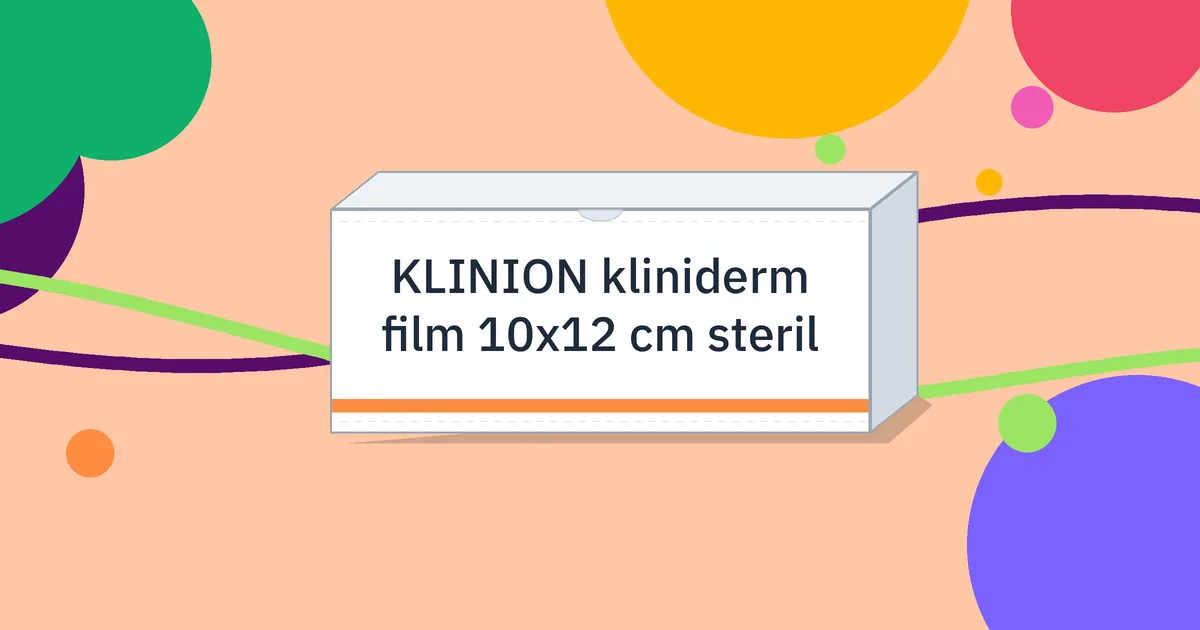 Symbolbild: Packung mit der Aufschrift KLINION kliniderm film 10x12 cm steril (PZN 19519756) – Verfügbarkeit und Bezug in Apotheken in Frankfurt am Main