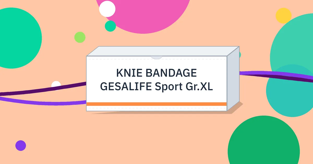 Symbolbild: Packung mit der Aufschrift KNIE BANDAGE GESALIFE Sport Gr.XL (PZN 03862156) – Verfügbarkeit und Bezug in Apotheken in Frankfurt am Main