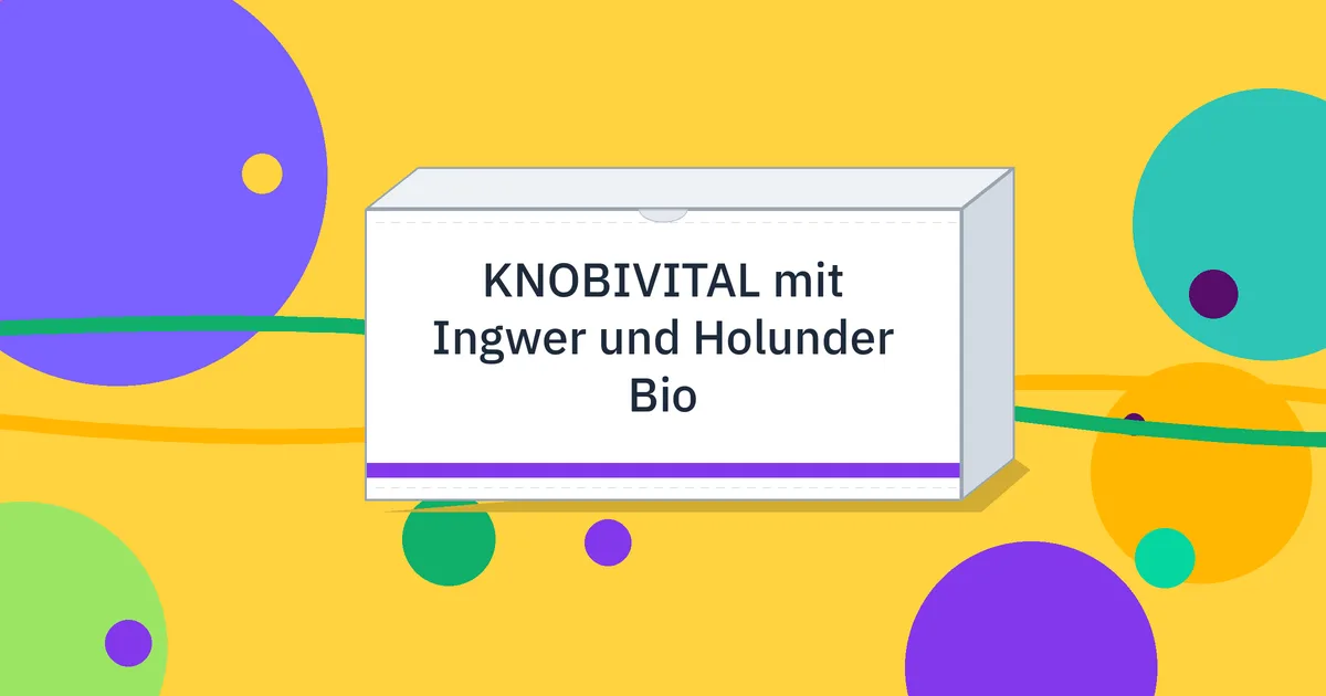 Symbolbild: Packung mit der Aufschrift KNOBIVITAL mit Ingwer und Holunder Bio (PZN 08801001) – Verfügbarkeit und Bezug in Apotheken in Frankfurt am Main